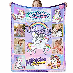 D-Story Custom Blanket with Photo for Girls - Personalized Blankets for Kids Toddler Adult - Customized Throw Blanket for Baby Adult Baby Blanket