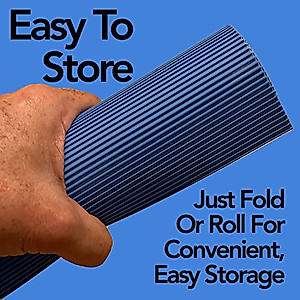 Resilia Stay-Put Swimming Pool Ladder Mat - Non-Slip, Wide Ribbed, Protective Pad, 36 Inches x 36 Inches, 0.125 Inch Thick, Powder Blue