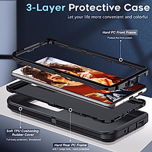 LeYi Compatible for Samsung S20 Ultra Case: Heavy Duty 3 in 1 Samsung Galaxy S20 Ultra Case, Military Grade Shockproof Phone Case Cover for Samsung Galaxy S20 Ultra (Black)