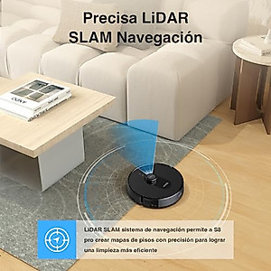+360 S8 Pro aspirador y trapeador robot, Batería de 5,000 mAh, Mapeo LiDAR, Gestión de mapas de múltiples pisos, 150 minutos de autonomía, Ideal para cabello de mascotas, Compatible con Alexa y Google