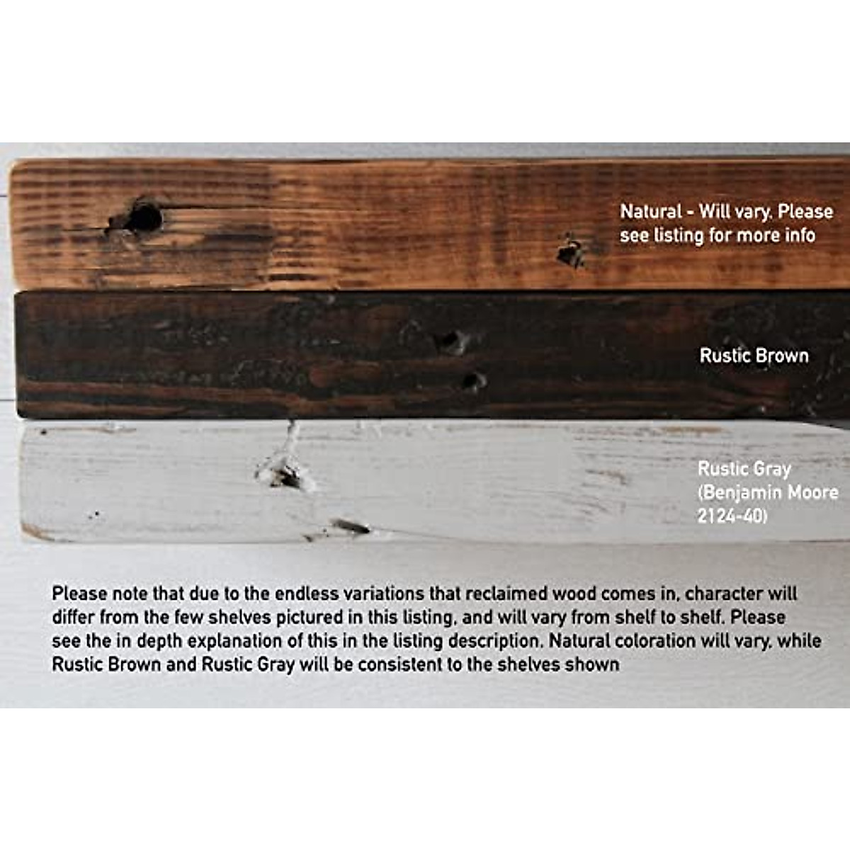 Urban Legacy Deep Floating Shelves | Reclaimed Barn Joist Deep Floating Shelves with Low Profile Brackets | High Weight Capacity (48" x 11" x 2.5", Natural)