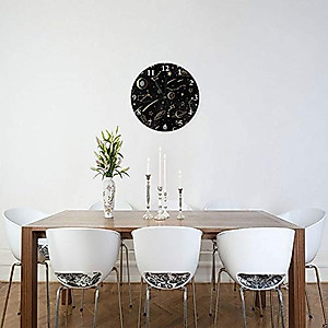 HGOD DESIGNS Space Round Wall Clock,Cosmic Objects On A Dark Background Round Wall Clock Home & Garden Wall Decorative for Bedroom Office School Art(10")