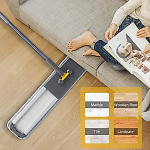 MASTERTOP 36" Professional Industrial Dust Mop for Floor Cleaning, Heavy Duty Wet & Dry Commercial Mop,Large Flat Floor Mop with Telescopic 62'' Long Handle,Dust Mop Broom for Hardwood,Tiles,Office