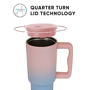 HIZEE 40 oz Tumbler with Handle and Straw,Reusable Stainless Steel Water Bottle Travel Mug Cupholder Friendly,Keeps Cold for 34 Hours, Gifts for Women Men Him Her(pink blue)