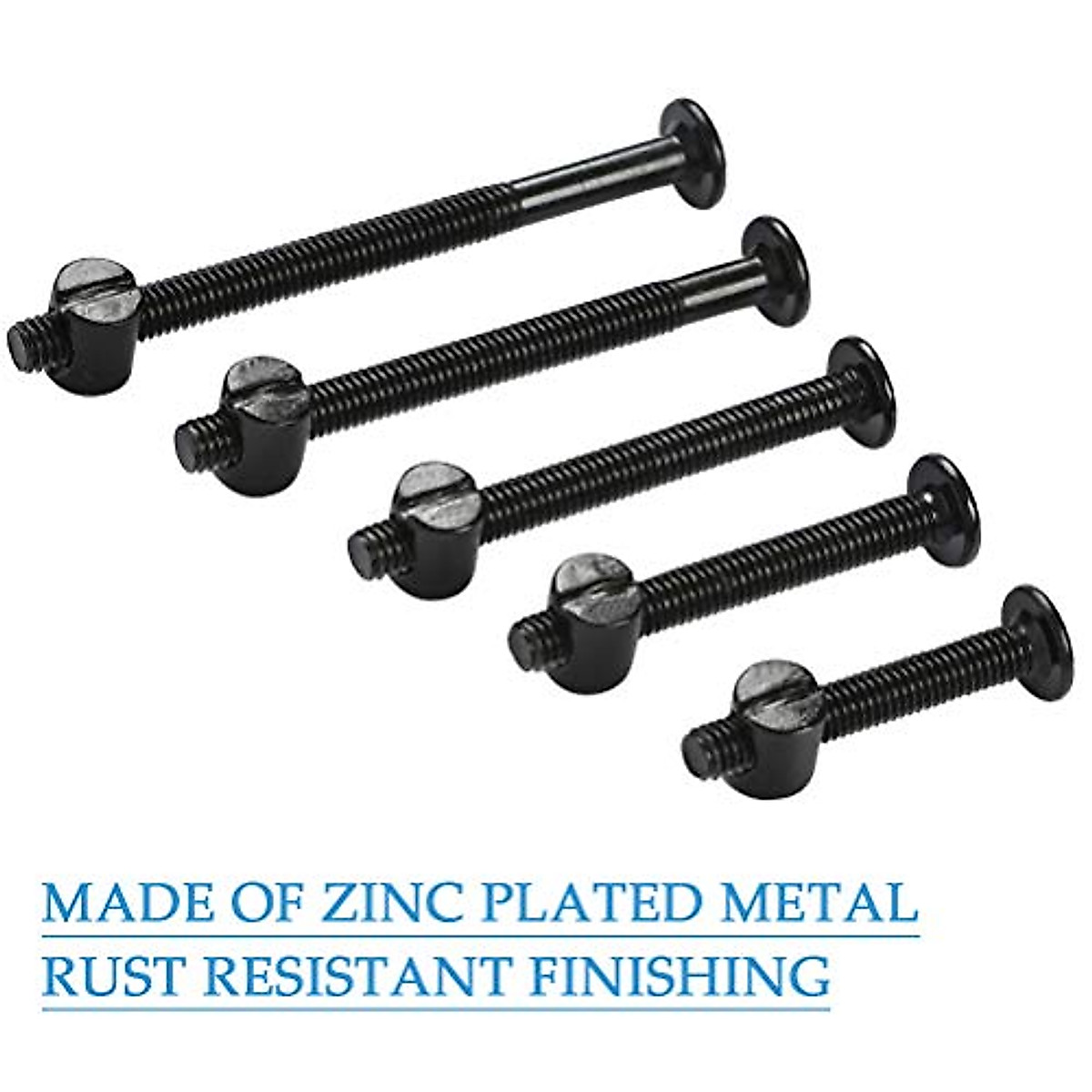 Baby Bed Crib Screws Hardware Replacement Kit, QLOUNI 50Pcs Hex Drive Socket Cap Screws, M6x40mm/ 50mm/ 60mm/ 70mm/ 80mm Barrel Nuts Assortment Kit for Beds Headboards Chairs Furniture (Black)