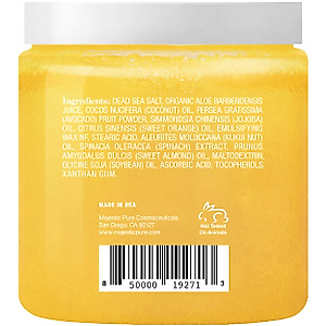 Majestic Pure Sweet Orange Body Scrub for All Natural Skin Care - Exfoliating Multi Purpose Body and Facial Scrub Moisturizes and Nourishes Face and Skin - 10 oz - Great Gift for Her