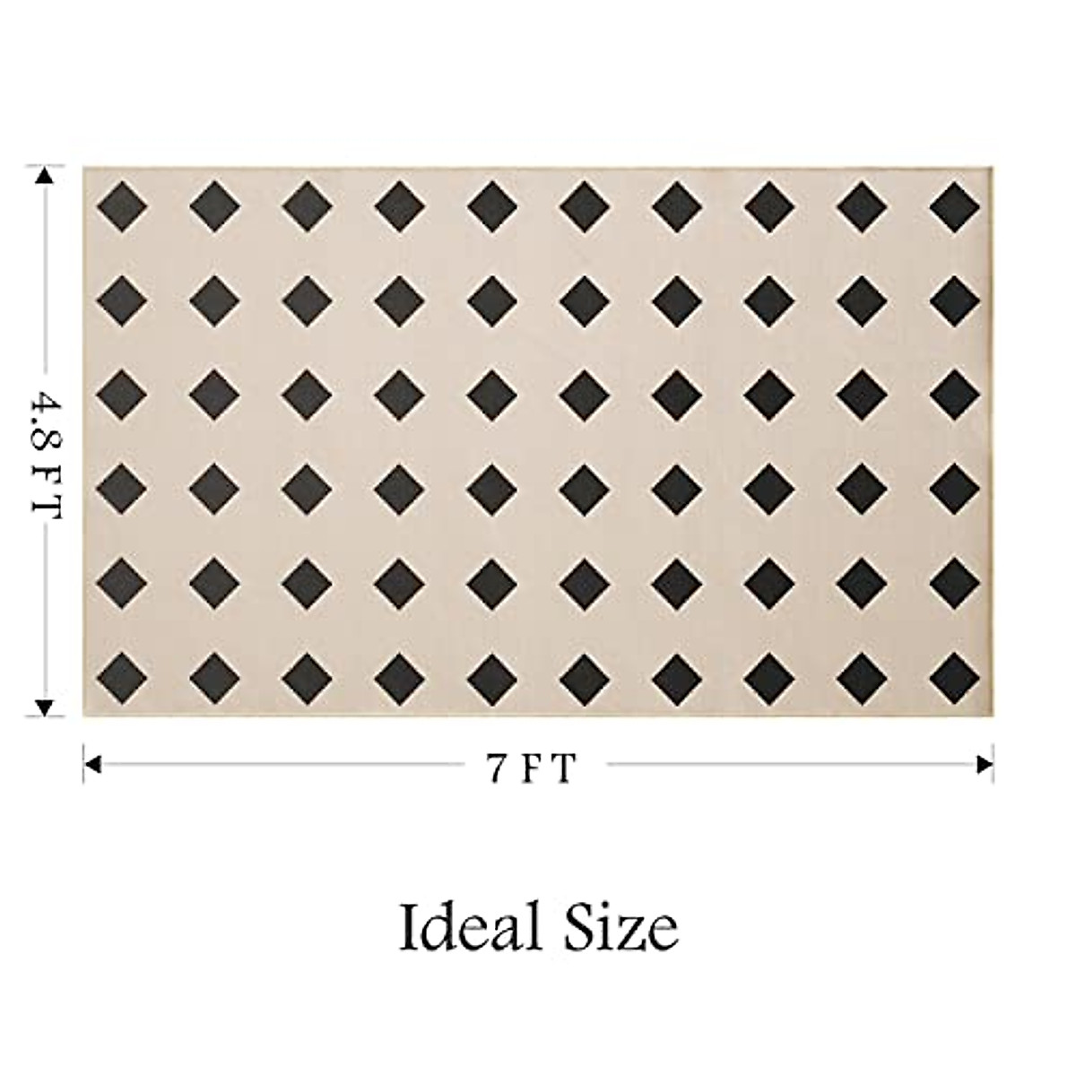 Area Rug 5 X 7 Modern Area Rugs-Washable Rugs Simple Neural Rugs for Living Room Carpet for Bedroom Dining Room-Diamond,5'x7',Cream and Black