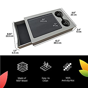 Fendy Arm Rest Table Holder with Drawer, Serving Trays for Coffee Table, Sofa Side Organizer for Gadgets and Remote