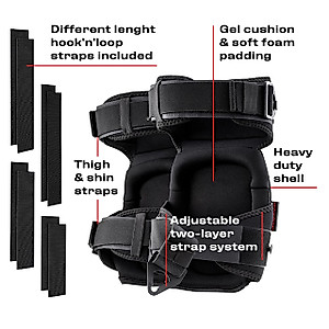 NoCry Professional Knee Pads for Work for Men with Adjustable Thigh & Shin Double Straps - Heavy Duty Shell, Soft Foam and Gel Cushion Gardening Knee Pads or Construction Knee Pads for Women and Men