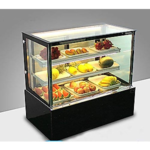 INTBUYING 36'' Countertop Refrigerated Cake Showcase Bakery Display Case Glass Display Case 220V (right angle back door)