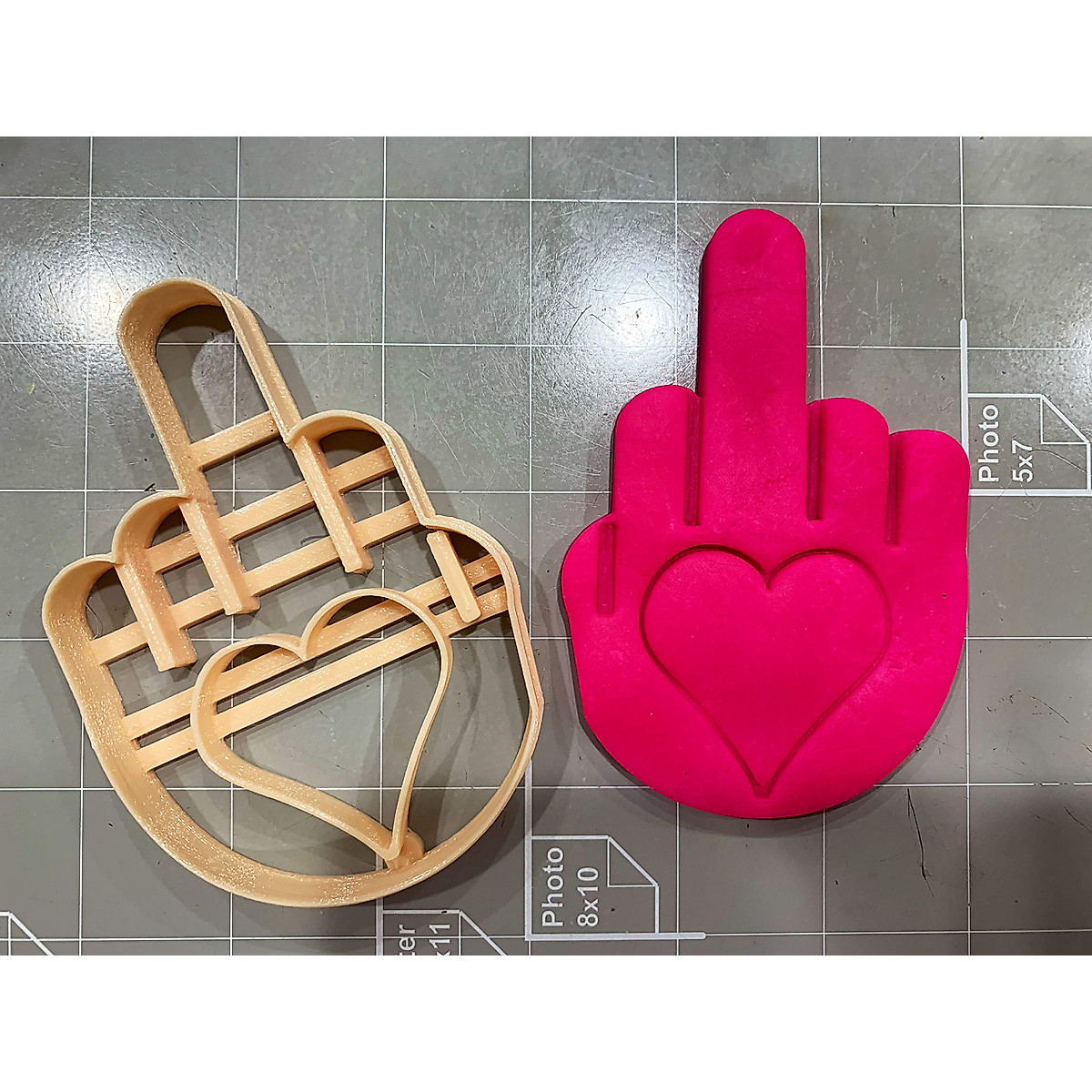 Middle Finger with Heart Imprint Cookie Cutter