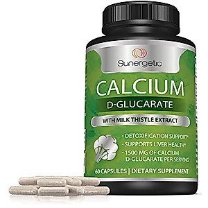 Premium Calcium D-Glucarate Supplement with Milk Thistle Extract - Calcium D-Glucarate for Liver Support & Detox Support – 500mg of Calcium D-Glucarate Per Serving – 60 Capsules