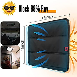 BOYISEN RV Skylight Window Shade -16 x16 inch RV Velcro Blackout Skylight Window Cover UV Protection Camper Trailer Vent Shade Waterpfoof Thickened Oxford Fabric