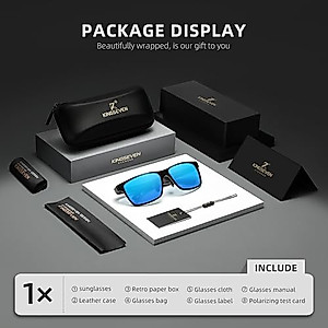 KINGSEVEN Men Polarized Sunglasses Aluminum Magnesium Sun Glasses Driving Glasses Rectangle Shades For Men Oculos masculino (Black Blue)