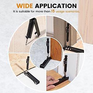 Saker Multi-function Scribing Tool- Construction Pencil- Aluminum Alloy Scribe Tool with Deep Hole Pencil,DIY Woodworking Scribe Gauge Scriber Line Maker Measuring Tool (BLACK)