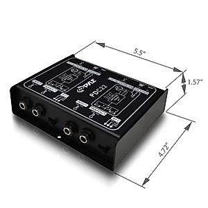 PYLE-PRO Premium Direct Injection Audio Box - Passive DI Unit Hum Eliminator w/ Input Attenuator to Connect Guitar & Bass - 1/4 Inch Impedance Transformer Connector to Balanced & Unbalanced XLR-PDC22 , Black