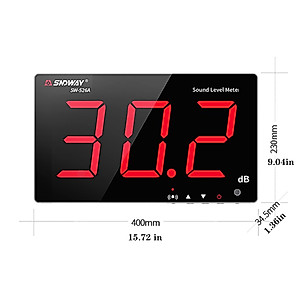 C-Zone SW-526A 30-130db Sound Level Meter Tester 18in Large Screen LCD Display Wall Hanging Type Decibel Noise Measuring with Alarm for Library/Hotel/Theater/Lobby