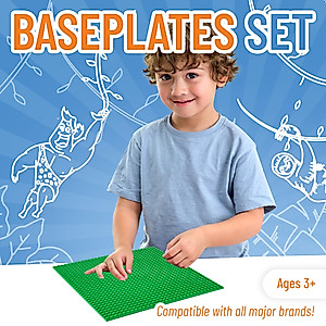 Strictly Briks Compatible with Lego Large Classic Stackable Baseplates, for Building Bricks, Bases for Tables, Mats, and More, 100% Compatible with All Major Brands, Green, 1 Piece, 10x10 Inches