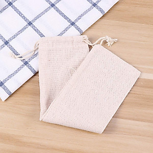 BESTonZON 5 Pcs Cotton and Linen Pouch Bag Straw Carrying Case for Stainless Steel Drinking Straws Cutlery Fork Spoon Storage