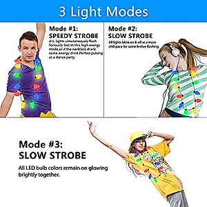 HAOBAOBEI Christmas Light up Bulb Necklace, LED Light Up Party Favors Decoration Supply Accessories, Festive Funny Party Lights Necklace (3 Packs)