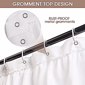 Volens White Shower Curtain Fabric/Ruffle for Bathroom,70in Long