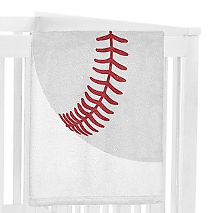 Sweet Jojo Designs Baseball Boy Milestone Blanket Monthly Newborn First Year Growth Mat Baby Shower Memory Keepsake Gift Picture - Red White and Blue Americana Sports Little Slugger