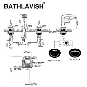 BATHLAVISH Oil Rubbed Bronze Bathroom Faucet 3 Hole, Widespread Waterfall Bathroom Faucet, 2-Handle Bathroom Faucet, Modern 8 Inch Vanity RV Lavatory with Pop Up Drain with Overflow