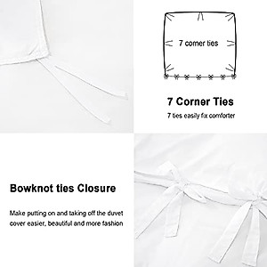 PHF White Duvet Cover Queen Size, Comfy Lightweight Skin-Friendly Comforter Cover Set with Bowknot Bow Ties, Soft Durable Bedding Collection with 2 Pillowcases for All Season, 90" x 90"