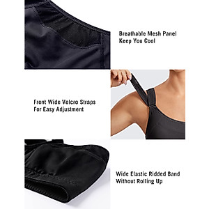 SYROKAN Front Adjustable Sports Bras for Women High Impact Wirefree Comfort No Bounce Support Workout Running Bra Black 36B