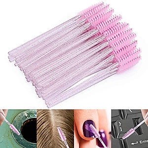 Tbestmax 100 Disposable Eyelash Brush Mascara Wands Spoolies for Eye Lashes Extension Eyebrow and Makeup Pink