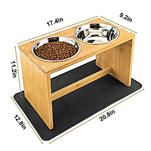 Yangbaga Elevated Dog Bowls, Raised Dog Feeding Station with 2 Bowls, Comes with a Nonslip Pad, Easy to Clean
