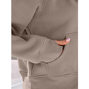 AUTOMET Womens Zip Up Hoodies Fleece Jackets Oversized Sweatshirts Fall Fashion Outfits 2025 Sweaters Winter Clothes CoffeeGrey M