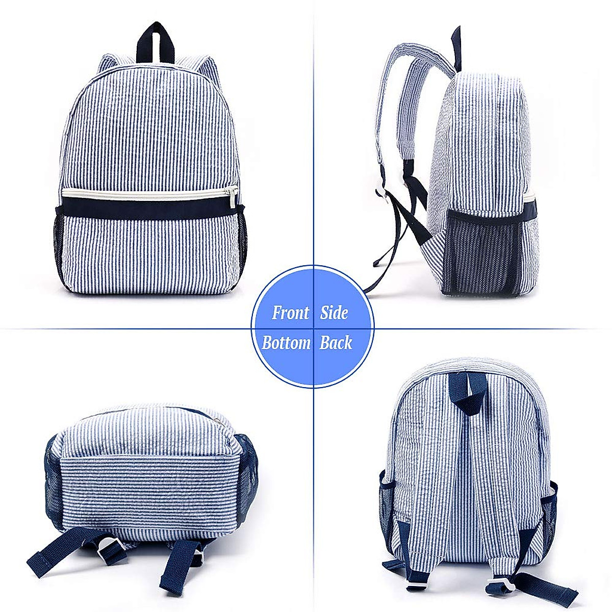 Toddler Backpack, Seersucker Gingham Kids Backpack for Boys and Girls, Preschool Kids Backpack, Lightweight Schoolbag for Child, Small(2-5 years)