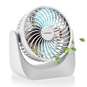 Desk Fan with Strong Airflow, 6.8 Inch Quiet Small Portable Table Fan, Brushless motor, 3 Speed Settings, 360° Adjustable Tilt Head, Rechargeable, Battery Powered Fan for Home or Office, Travel