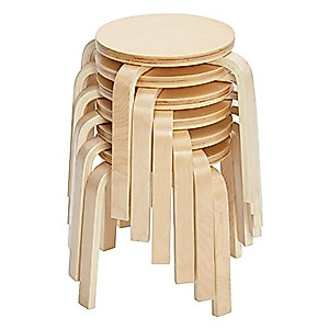 ECR4Kids Bentwood Stackable Stools, Classroom Furniture, Natural, 6-Piece