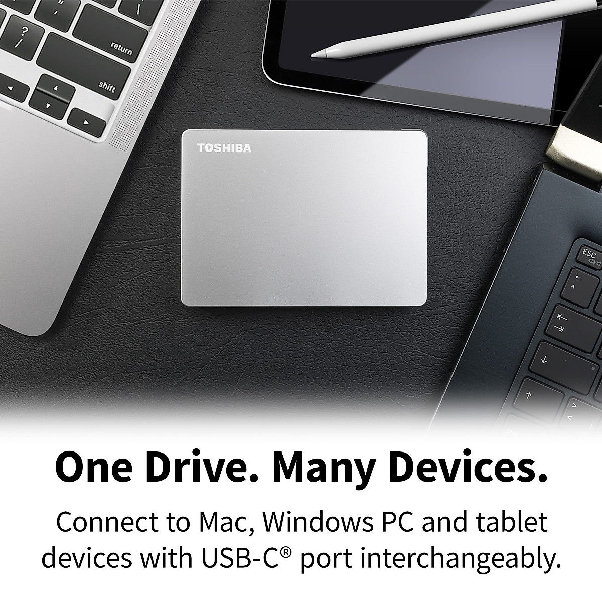 Toshiba 4TB Canvio Flex Portable External Hard Drive for Mac, Windows PC and Tablet use, Compatible with Most USB-C and USB-A Devices, Silver (HDTX140ESCAA)