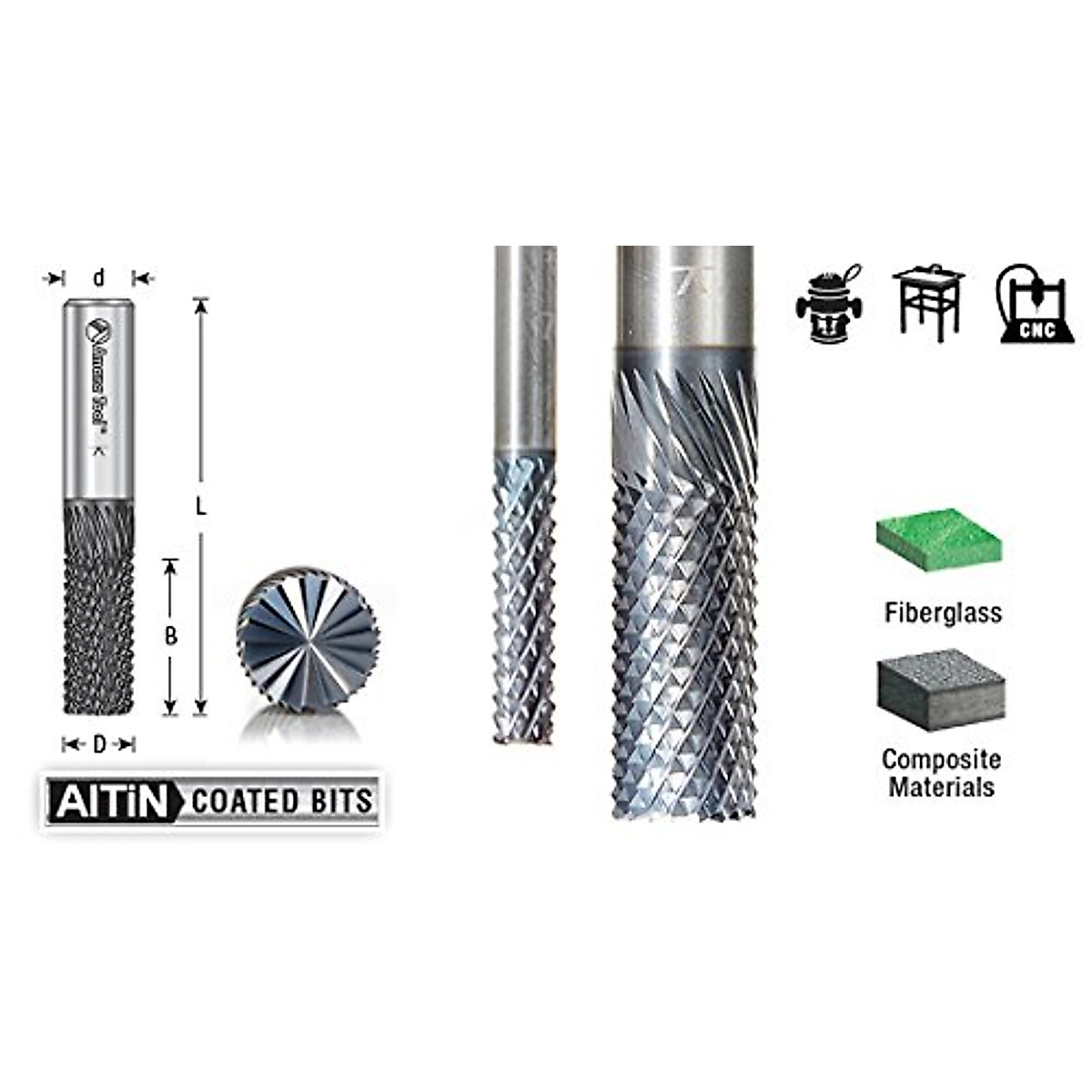 Amana Tool - 48050-B High Performance Solid Carbide Fiberglass & Composite Cutting 1/8 D