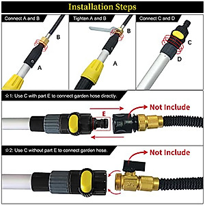 Buyplus Gutter Cleaning Wand - 12FT Telescoping Gutter Cleaners from The Ground, Gutter Cleaning Tools for Garden Hose Attachment, 20 Feet High Reach Gutter Cleaning Pole Kit