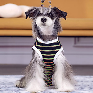 Dog Surgical Recovery Suit, Spay Recovery Suit for Dogs Cats, Post Surgery Dog Onesie for Male Female, Soft Comfortable & Breathable (Black Stripe-S)