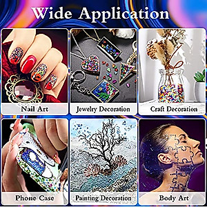 12 Box Crushed Glass Craft Glitter Fine for Resin Art, Small Broken Glass Pieces Irregular Metallic Crystal Chips Chunky Flakes Sequins for Nail Arts DIY Vase Filler Epoxy Jewelry Making Decoration