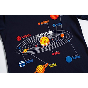 Little Boys Space Pajamas Sets for Toddler 100% Cotton Dinosaur Train Rocket Glow in Dark Sleepwear Long Sleeve 2 Piece kids Clothes Pjs 3-7T starry1-6256-6T