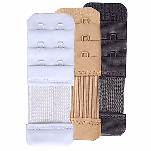 SAMGU Women's Bra Extenders 2 Hook Elastic Stretchy Bra Extension Strap (one size, 2 Hook 1/2 inch, Black/Skin/White)