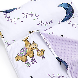 JumpOff Jo - Toddler Nap Mat - Sleeping Bag for Kids with Removable Pillow and Ultra Soft Blanket for Preschool, Daycare, and Sleepovers - Llama & Mama