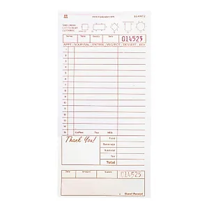 AmerCare Royal Tan Guest Check Paper Receipt Book, Carbonless Order Book with 15 Lines, 2 Part Loose, Pack of 250 Server Notepad Books