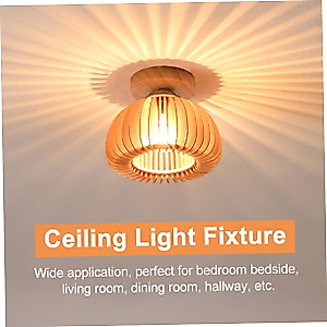 DOITOOL 1pc Wooden Ceiling Lamp Ceiling Light Fixture Flush Mount Light Fixture Ceiling Lamp Shade Light Fixtures Ceiling Mount Hallway Light Fixtures Ceiling Entryway Light Fixture