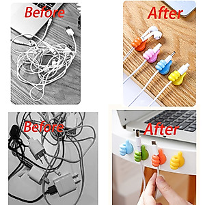 feliposi 24pcs Thumb Hooks - Thumbs up Wall Hook Self Adhesive Silicone Thumb Wall Hooks Adhesive Cable Clip for Storage Cable,Headphone,Plug