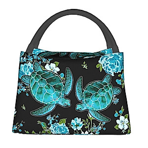ASYG Sea Turtles Lunch Box Beach Bag Picnic Bags Tote Insulated Portable Lunch Bag Container Beach Meal Bag