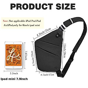 Fibrdoo Multi-pocket Chest Bag, Anti-Theft Shoulder Bag, Waterproof Sling Crossbody Bag, for Men/Women Outdoor Bicycle Hiking Jogging, Black