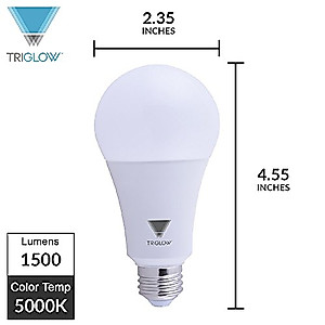 Triglow LED Light Bulbs 100 Watt Equivalent A19 LED Bulbs 5000k (Daylight White) 1500 Lumens , E26 Base UL Listed, Daylight Led Light Bulbs 3-Pack