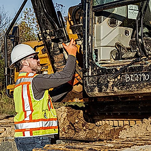 Radians SV55 Class 2 Heavy Woven Two Tone Engineer Vest with Padded Neck to Support Extra Weight in Cargo Pockets, Green, X-Large